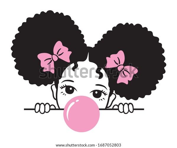 Vector Illustration Girl Afro Puff Hair Stock Vector (Royalty Free ...
