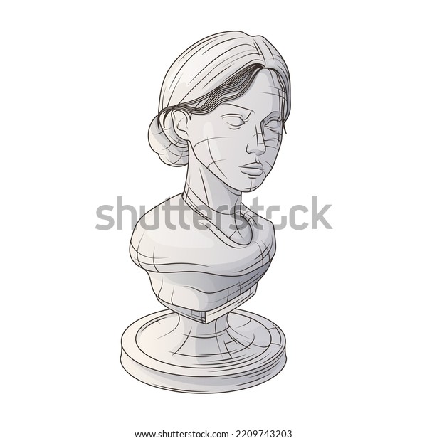 Vector Illustration Girl Bust Sculpture Elegant Stock Vector (Royalty ...