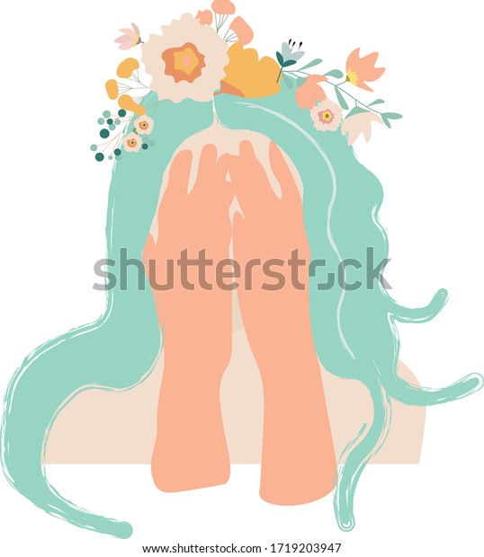 Vector Illustration Girl Hands Over Her Stock Vector (Royalty Free ...
