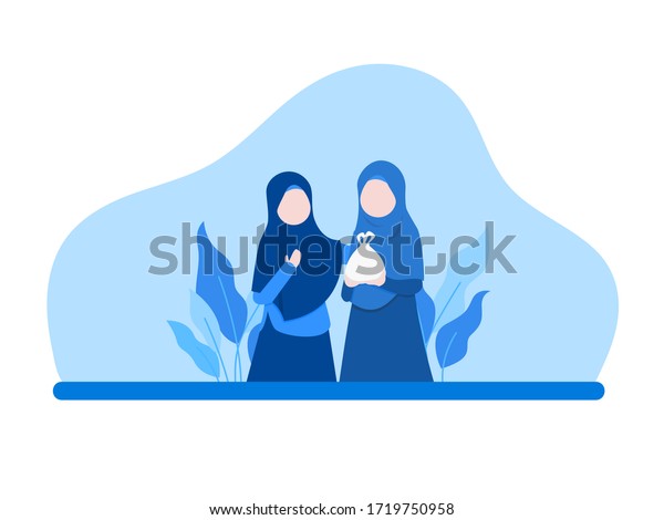 Vector Illustration Girl Helping Each Other Stock Vector (Royalty Free ...