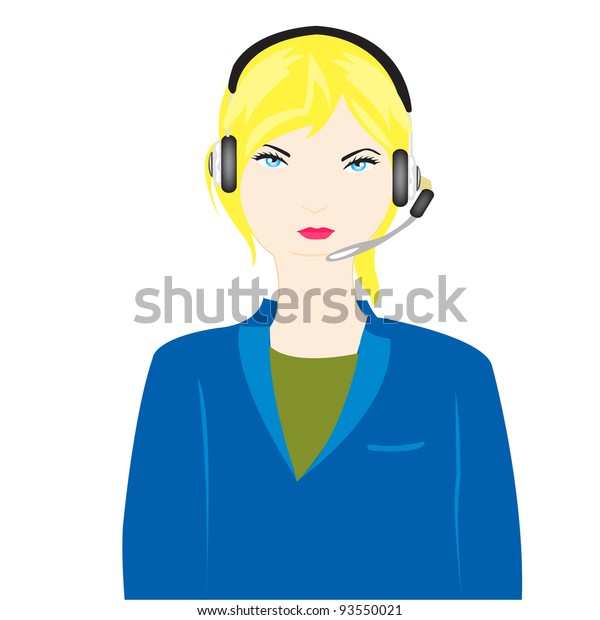 Vector Illustration Girl Operator On White Stock Vector (Royalty Free ...