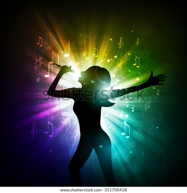 Vector Illustration Girl Singing On Stage Stock Vector (Royalty Free ...