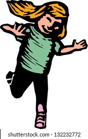 Vector Illustration Girl Skipping Stock Vector (Royalty Free) 132232772 ...