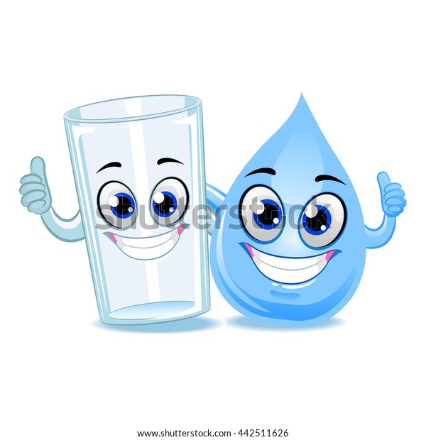 Vector Illustration Glass Water Drop Mascot Stock Vector (Royalty Free ...