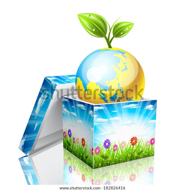 Vector Illustration Globe Box Stock Vector (Royalty Free) 182826416 ...