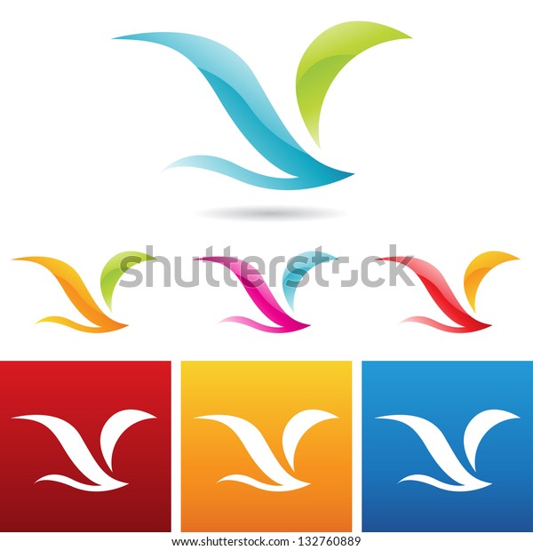 Vector Illustration Glossy Abstract Bird Icons Stock Vector (Royalty ...