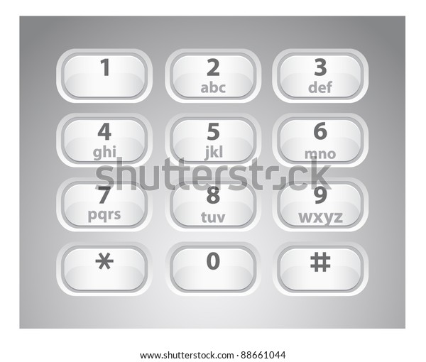 Vector Illustration Glossy White Number Phone Stock Vector (Royalty ...