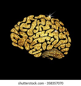 Vector Illustration Gold Brain Icon Creative Stock Vector (Royalty Free ...