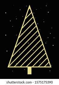 Vector Illustration Gold Christmas Tree Stock Vector (Royalty Free ...