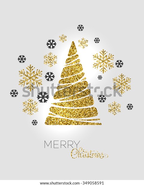 Vector Illustration Gold Christmas Tree Holiday Stock Vector (Royalty ...