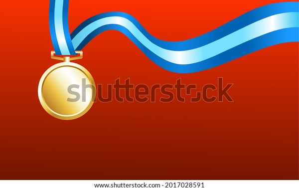 Vector Illustration Gold Medal On Red Stock Vector (Royalty Free ...