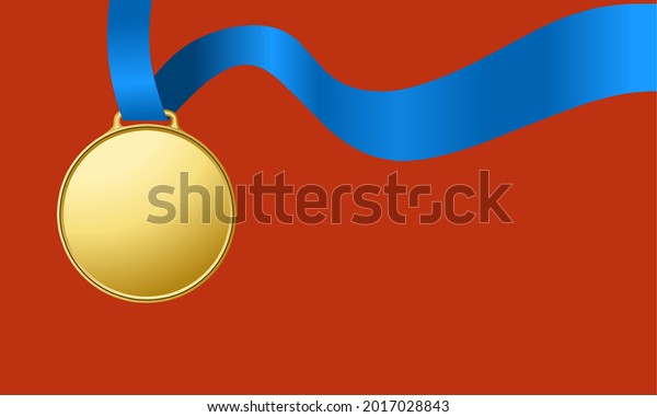 Vector Illustration Gold Medal On Red Stock Vector (Royalty Free ...