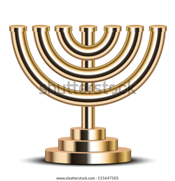 Vector Illustration Gold Menorah Emblem Israel Stock Vector (Royalty ...