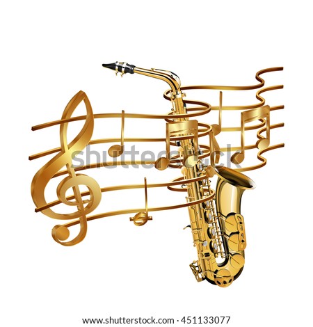 Vector Illustration Gold Musical Notes Volume Stock Vector (Royalty ...