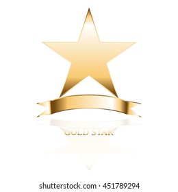 Vector Illustration Gold Star Ribbon On Stock Vector (Royalty Free ...