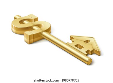 Vector Illustration Golden Key Dollar House Stock Vector (Royalty Free ...