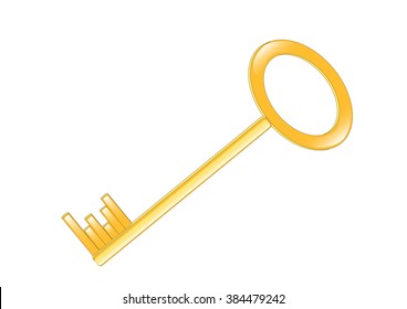 Vector Illustration Golden Key Isolated White Stock Vector (Royalty ...
