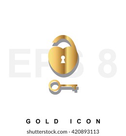 Vector Illustration Golden Lock Isolated On Stock Vector (Royalty Free ...