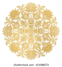 Vector Illustration Golden Mehndi Pattern Traditional Stock Vector ...