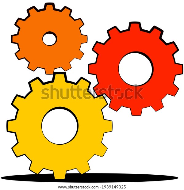Vector Illustration Golden Red Cogs Stock Vector (Royalty Free ...