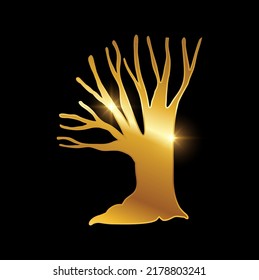 Vector Illustration Golden Tree Symbol Logo Stock Vector (Royalty Free ...