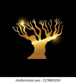 Vector Illustration Golden Tree Symbol Logo Stock Vector (Royalty Free ...