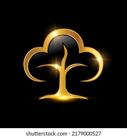 Vector Illustration Golden Tree Symbol Logo Stock Vector (Royalty Free ...
