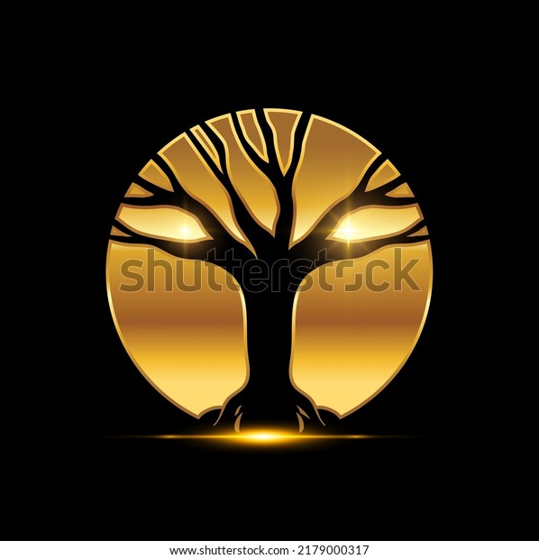 Vector Illustration Golden Tree Symbol Logo: เวกเตอร์สต็อก (ปลอดค่า ...