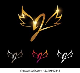 Vector Illustration Golden Wings Monogram Logo Stock Vector (Royalty ...