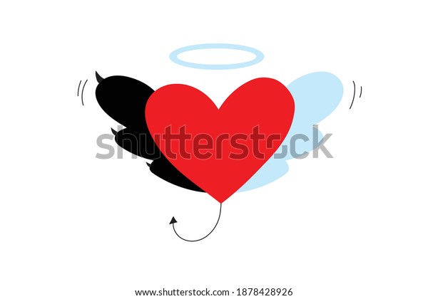 Vector Illustration Good Bad Heart Angel Stock Vector (Royalty Free ...