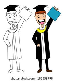 Vector Illustration Graduate Man Stock Vector (Royalty Free) 182559998 ...