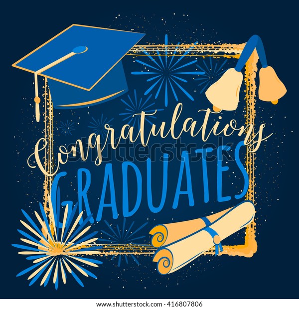 Vector Illustration Graduation Background Congratulations Graduates 스톡 ...