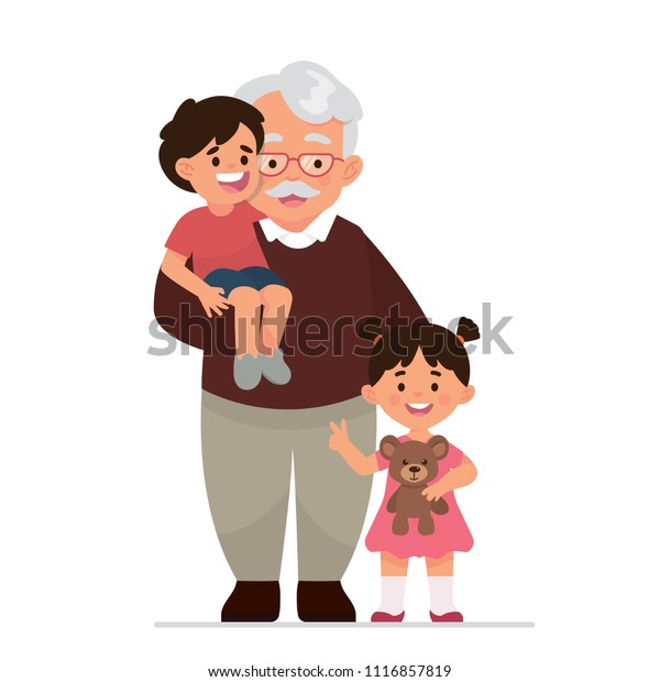 Vector Illustration Grandfather Old Man Father Stock Vector Royalty