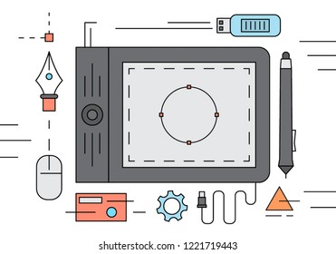 Vector Illustration Graphic Design Desk Stock Vector (Royalty Free ...