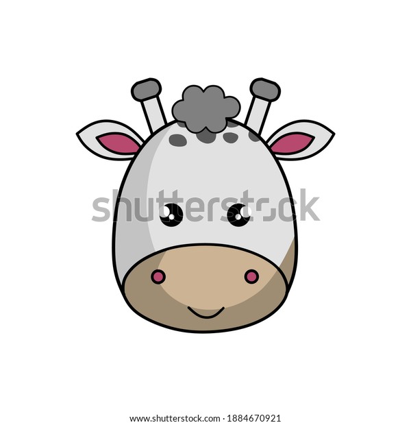 Vector Illustration Gray Cow Face Flat Stock Vector (Royalty Free ...