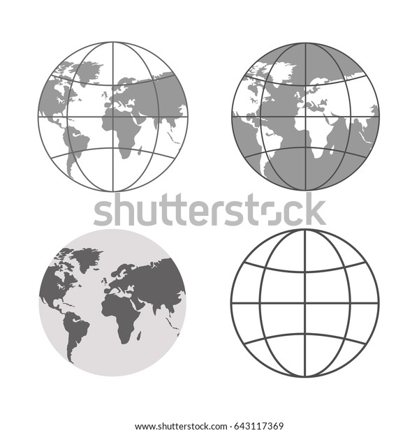 Vector Illustration Gray Globe Icons Stock Vector (Royalty Free ...