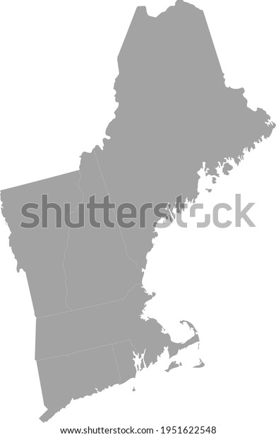 Vector Illustration Gray Map New England Stock Vector (Royalty Free ...