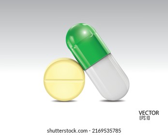 Vector Illustration Green Capsule Pill Design Stock Vector (Royalty ...