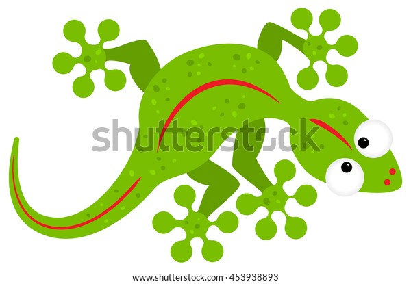 Vector Illustration Green Cartoon Lizard Stock Vector (Royalty Free ...