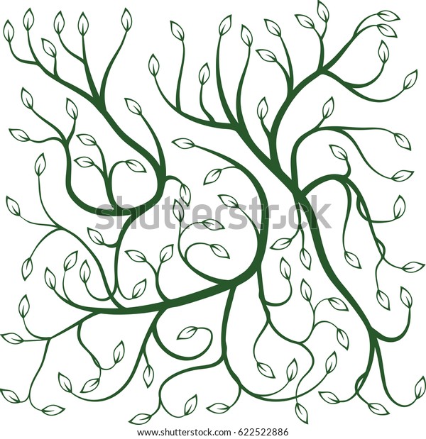 Vector Illustration Green Curly Vines Leaves Stock Vector (Royalty Free ...