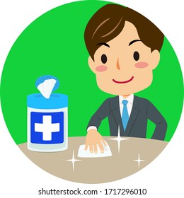 Vector Illustration Green Icon Cleaning Table Stock Vector (Royalty ...