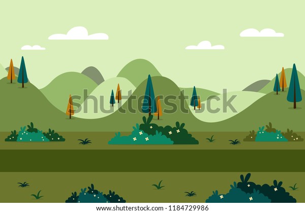 Vector Illustration Green Landscape Game Background Stock Vector ...
