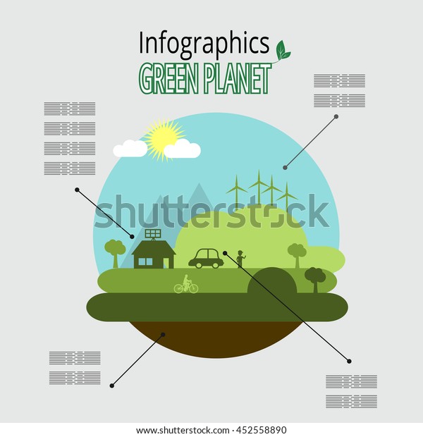 Vector Illustration Green Planet City Stock Vector (Royalty Free ...
