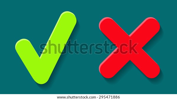 Vector Illustration Green Red Label Checkmark Stock Vector (Royalty ...