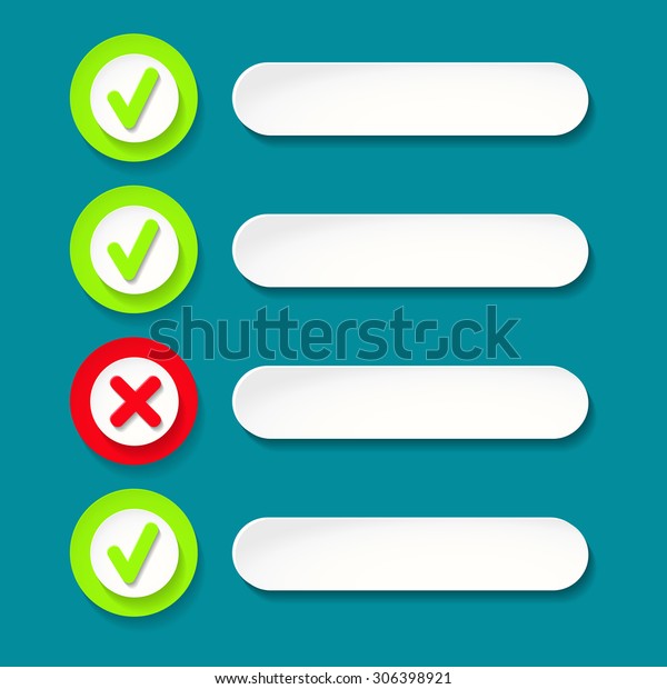 Vector Illustration Green Red Label Checkmarks Stock Vector (Royalty ...
