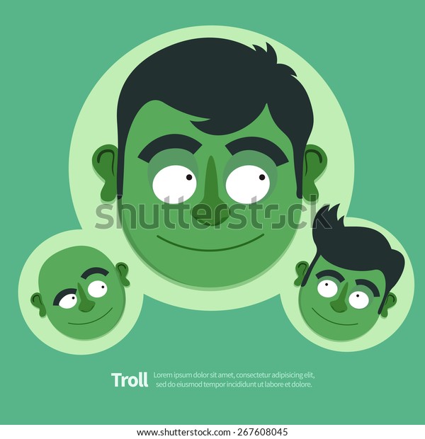 Vector Illustration Green Troll Three Cartoon Stock Vector (Royalty ...