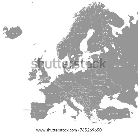 Immagine vettoriale a tema Vector Illustration Grey Europe Map Dark ...