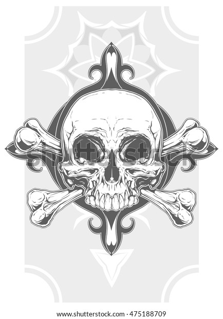 Vector Illustration Grey Human Skull Two Stock Vector (Royalty Free ...