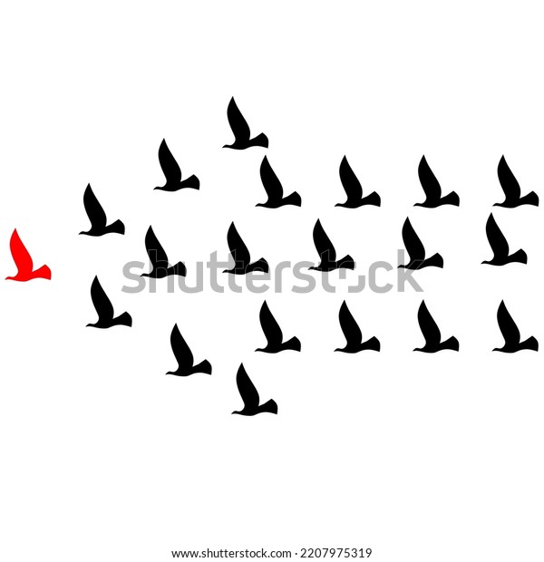 Vector Illustration Group Birds Flying Following Stock Vector (Royalty ...
