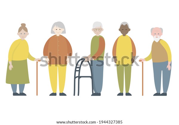 Vector Illustration Group Old People Isolated Stock Vector (Royalty ...